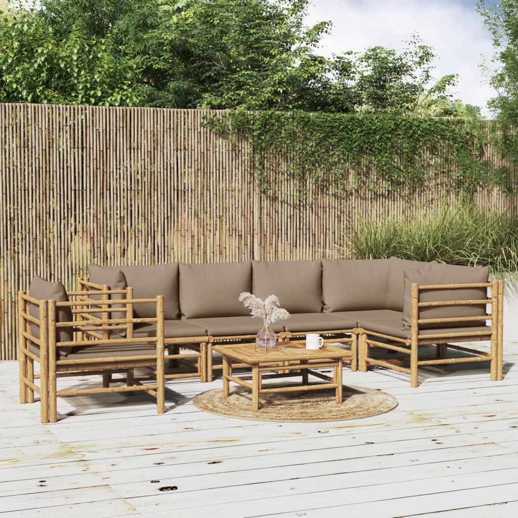 Buy Outdoor Lounge Set Outdoor Sectional Sofa Set with Cushions Bamboo ...