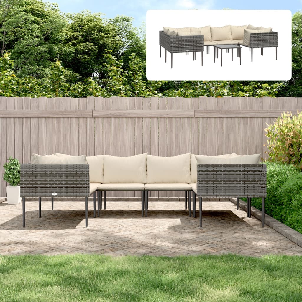 Buy Outdoor Lounge Set Outdoor Sectional Sofa with Table Grey Poly ...