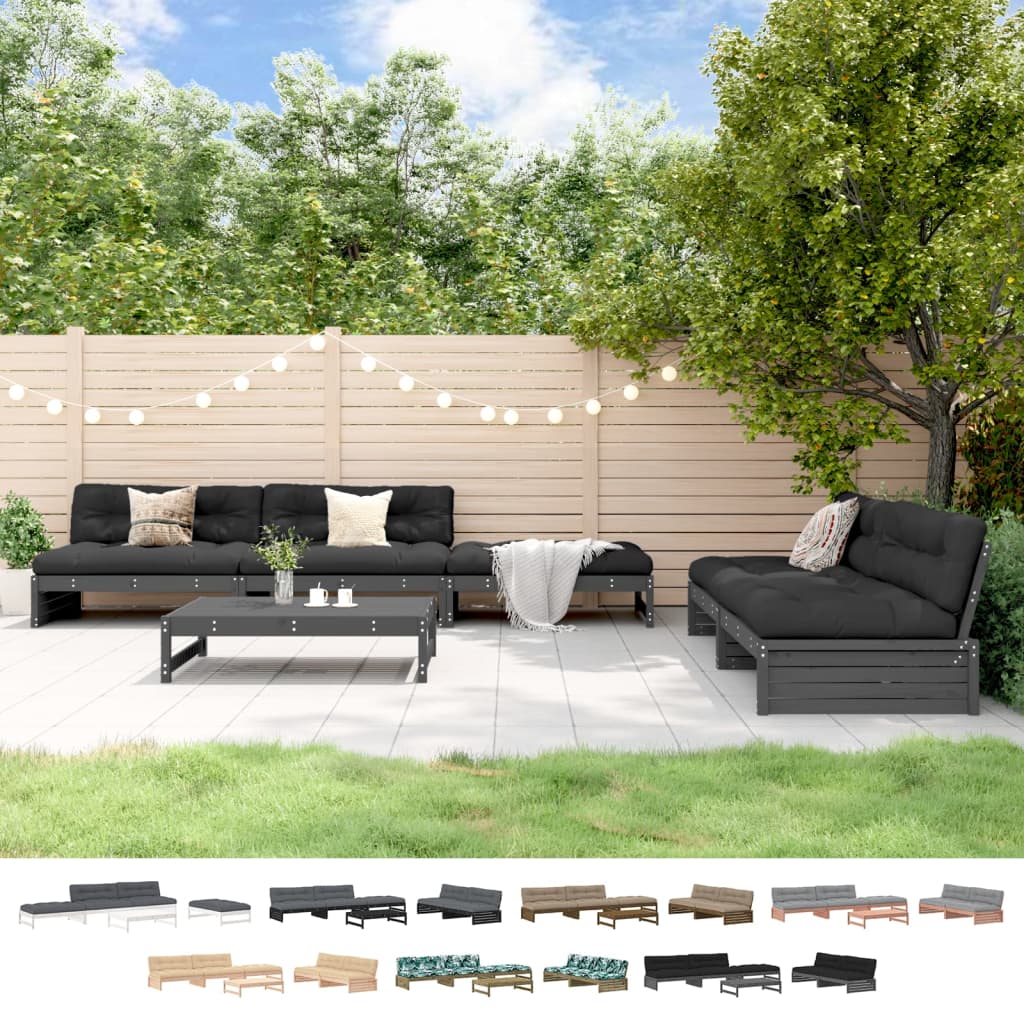 Buy Outdoor Lounge Set with Cushions Sofa and Table 6 Piece Solid Wood ...