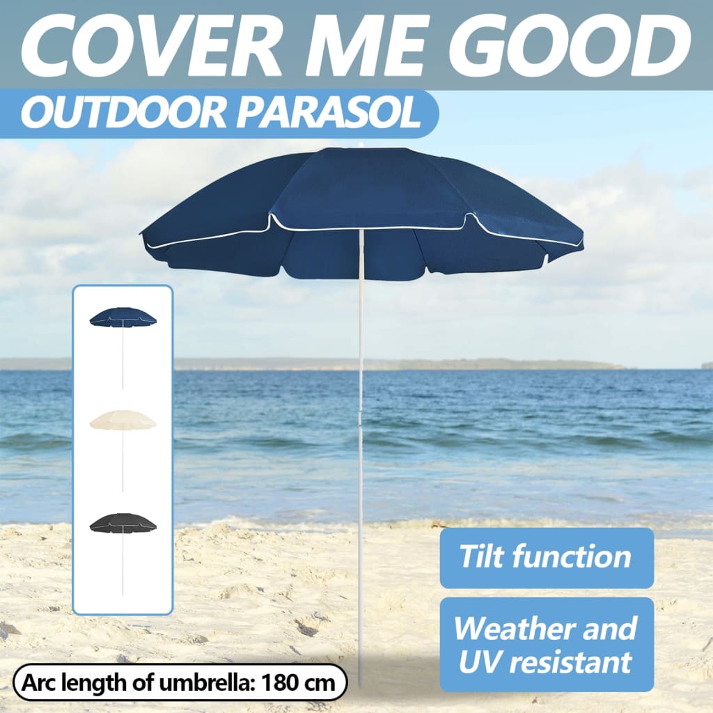 Buy Outdoor Parasol with Steel Pole 180 cm Beach Umbrella Multi Colours ...