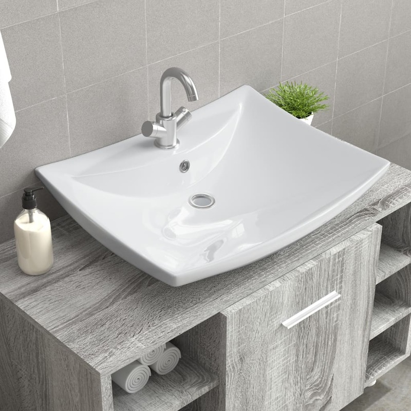 Buy Luxury Ceramic Basin Rectangular with Overflow & Faucet Hole vidaXL ...