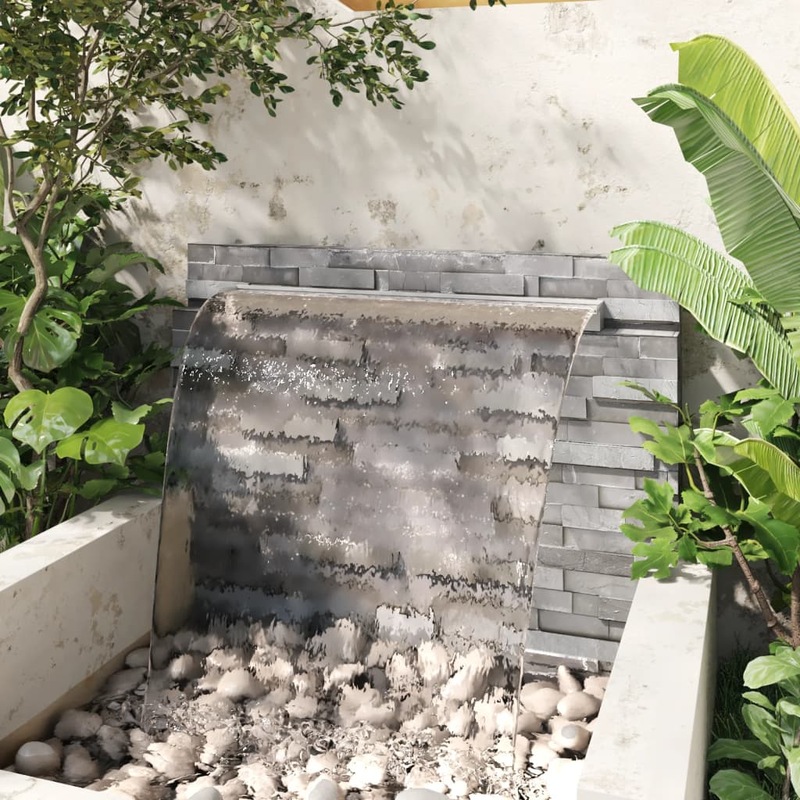 Buy Rectangular Waterfall Pool Fountain Stainless Steel 110 cm vidaXL ...