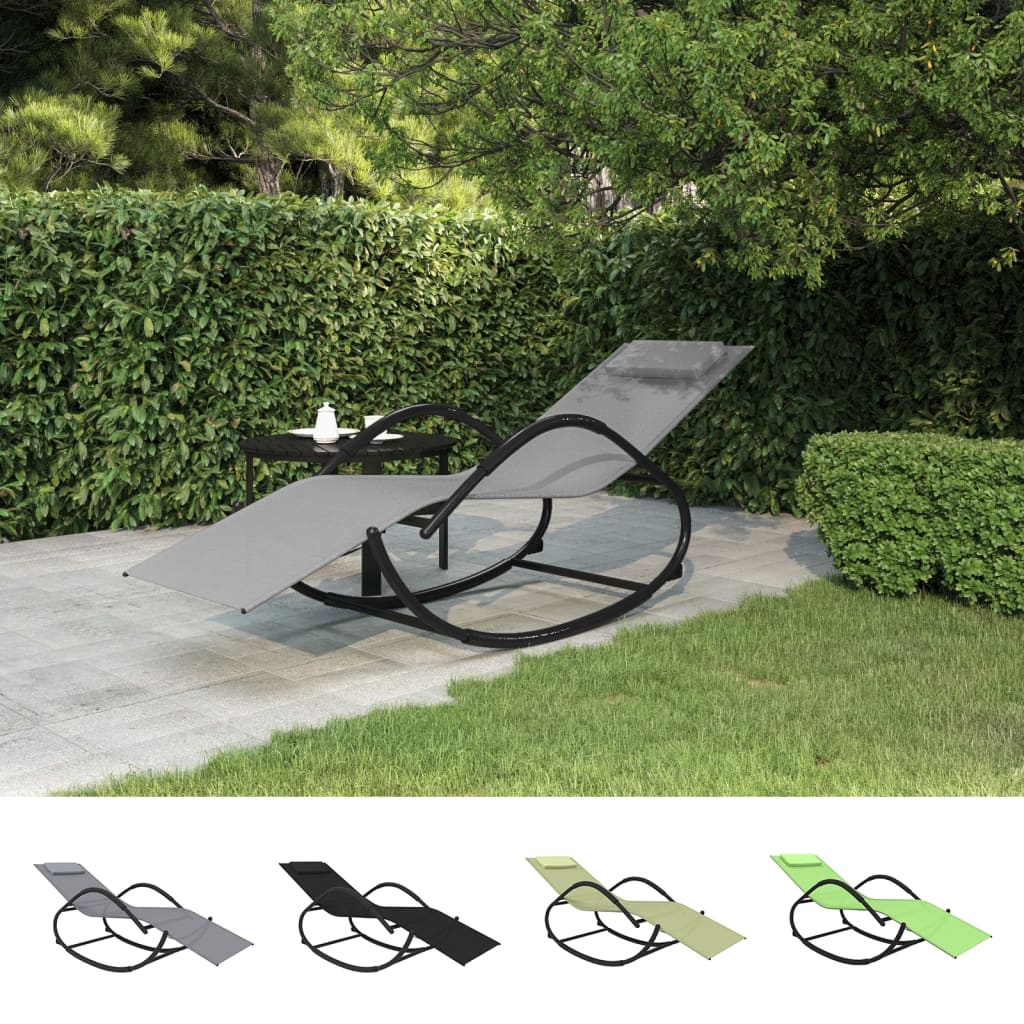 Buy 1/2x Rocking Sun Lounger Steel and Textilene Lounge Chair Multi ...