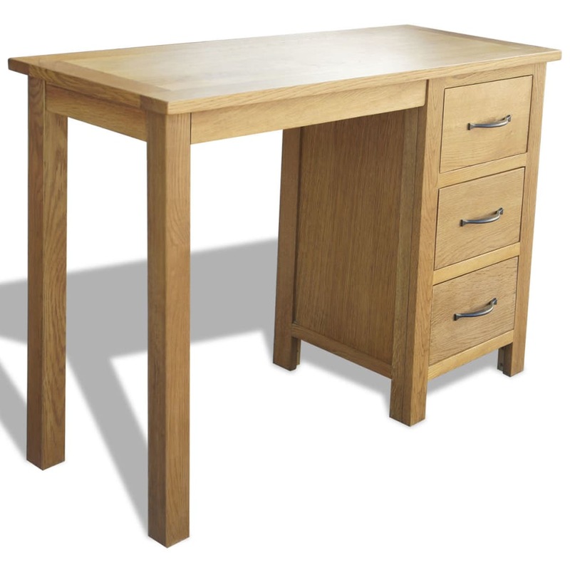Buy Desk with 3 Drawers 106x40x75 cm Solid Oak Wood - MyDeal