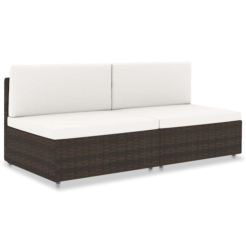Buy Sectional Sofa 2-Seater Poly Rattan Brown - MyDeal