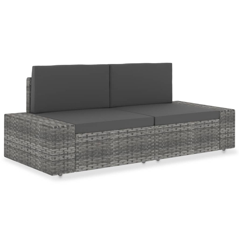 Buy Sectional Sofa 2-Seater Poly Rattan Grey vidaXL - MyDeal