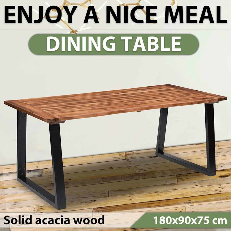 Buy Dining Table Solid Acacia Wood 180x90 cm vidaXL - MyDeal