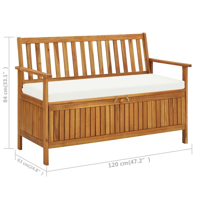 Buy Garden Storage Bench Solid Acacia Wood 120x63x84 cm - MyDeal