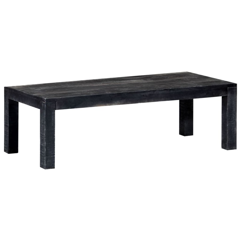Coffee Table Black 110x50x35 cm Solid Mango Wood - MyDeal