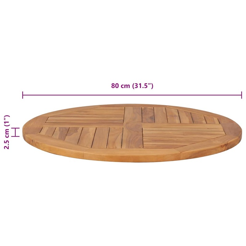 Buy Table Top Solid Teak Wood Round 2.5 cm 80 cm - MyDeal