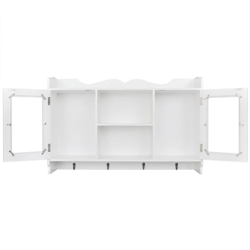 Buy Wall Cabinet Display Shelf Book/DVD/Glass Storage White MDF vidaXL ...