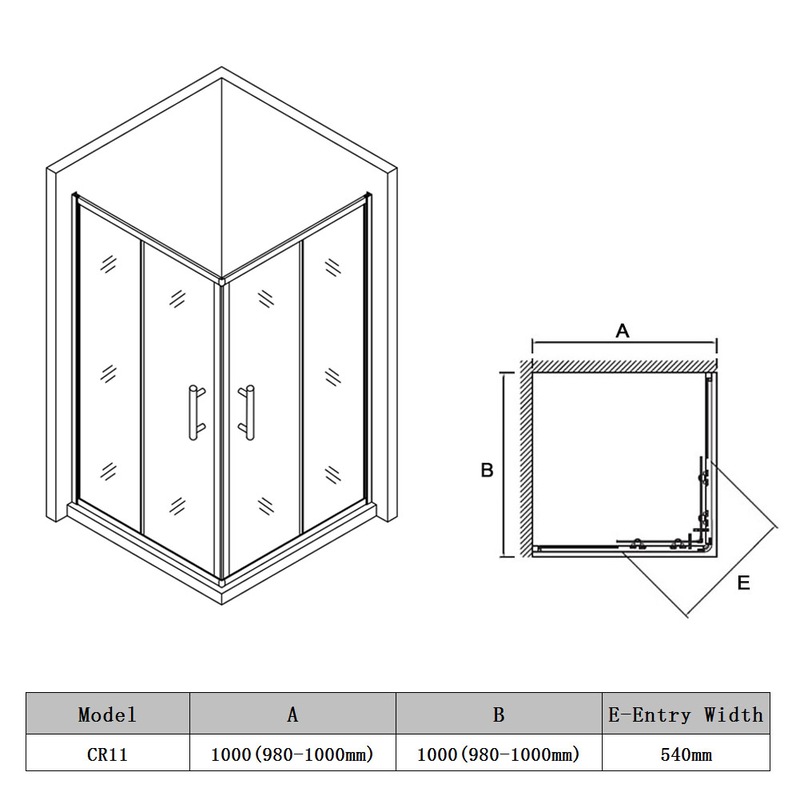 Buy ELEGANT 1100x1100mm Square Bath Screen Shower Bathroom Enclosure ...