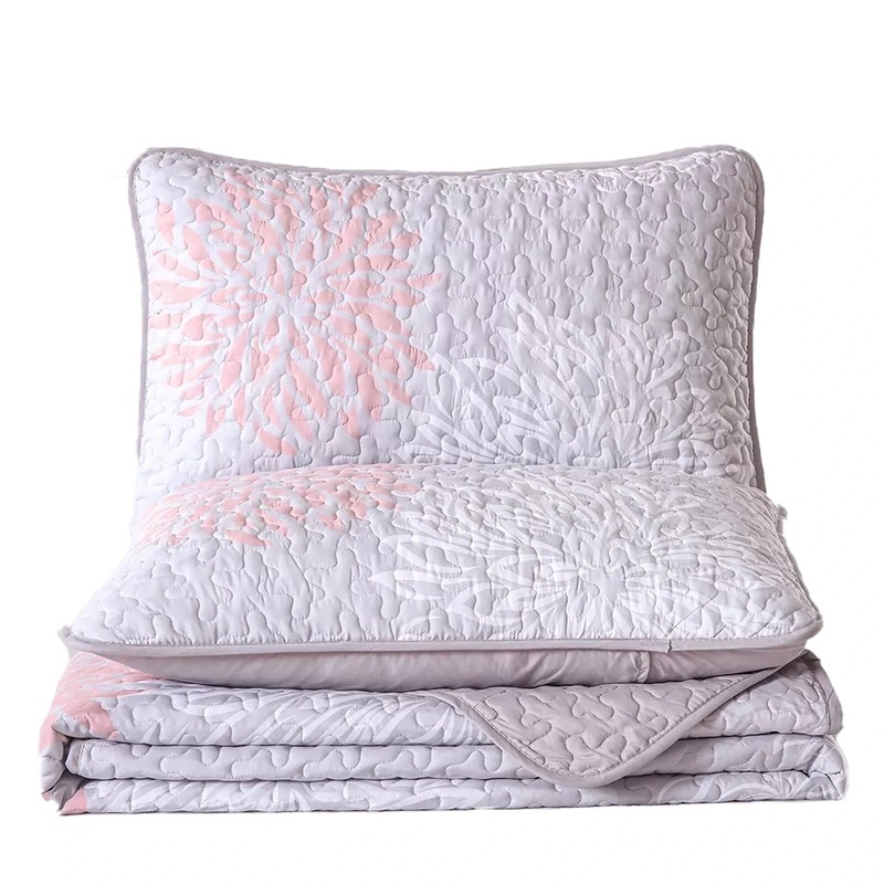 Buy Pink Floral Queen Size Bedspread Set Quilted Coverlet Patchwork ...