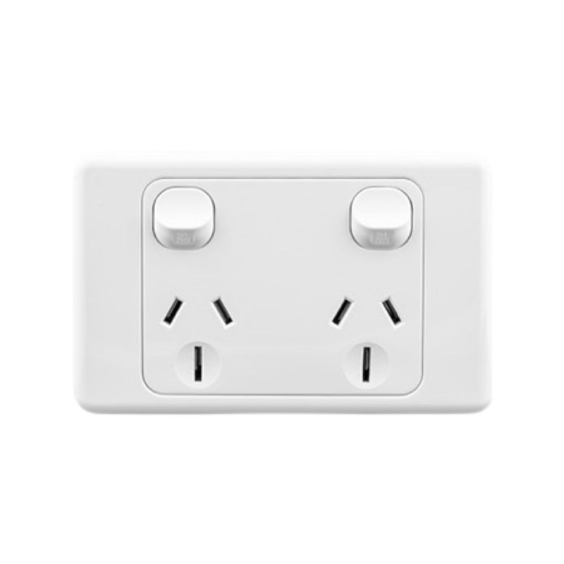 Buy 10 Pack 15A Horizontal Double Power Point GPO with Switch - MyDeal
