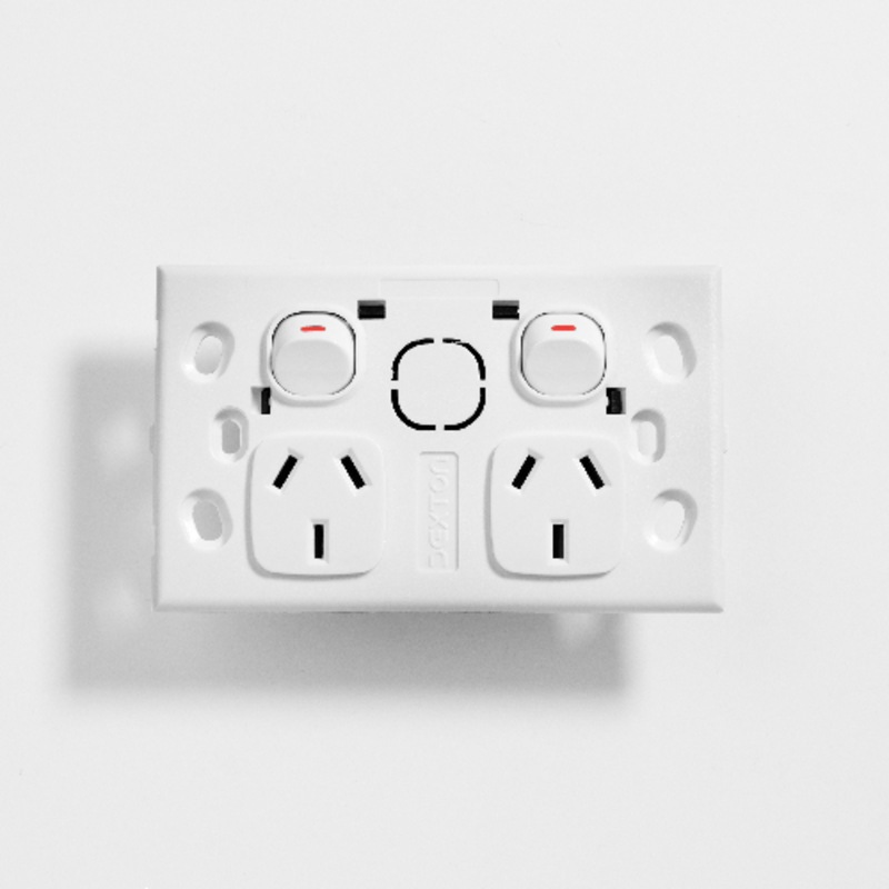 Buy 10 x Slim White GPO Double Power Point Socket - MyDeal