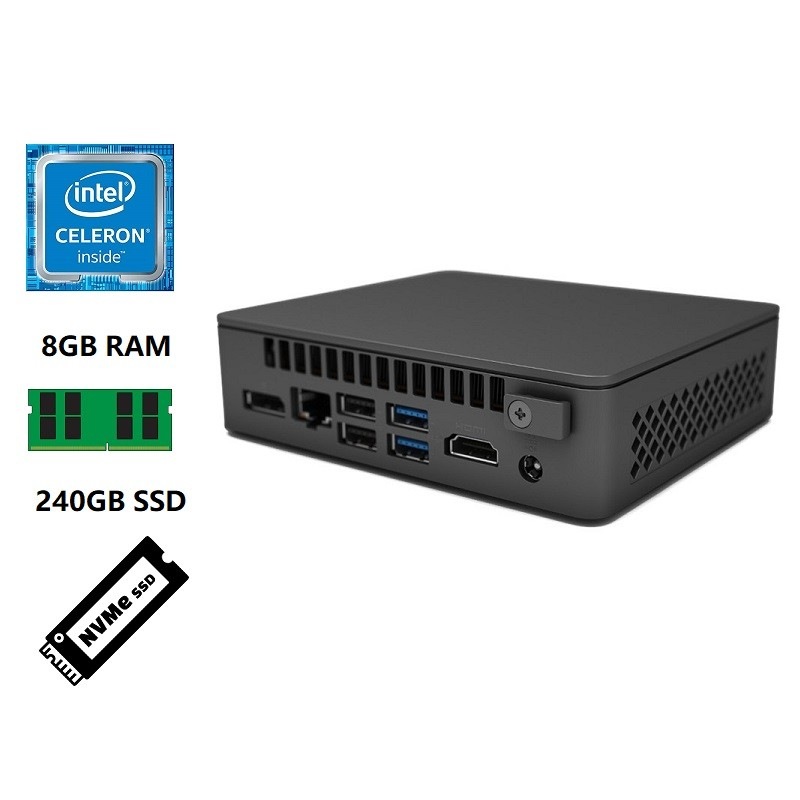 Buy Intel BNUC11ATKC20000 NUC 11 Essential Mini PC System, Celeron N4505 CPU, 8GB RAM, 240GB SSD ...