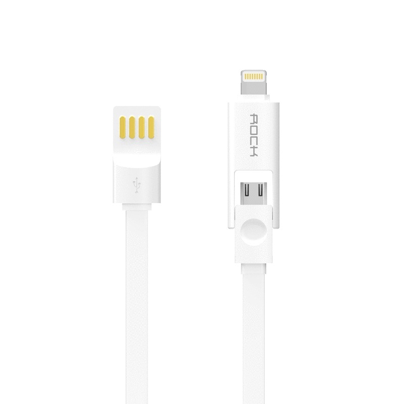 Buy Rock Cobblestone 2 in 1 8Pin Lightning/Micro Charge & Sync Flat ...