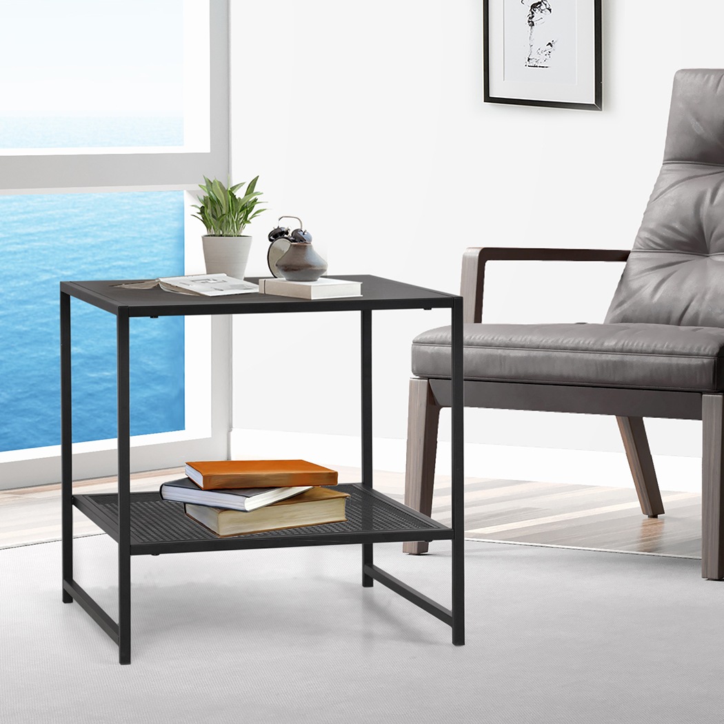 Buy Levede Side Table Sofa End Table Open Design Steel Shelf Compact ...