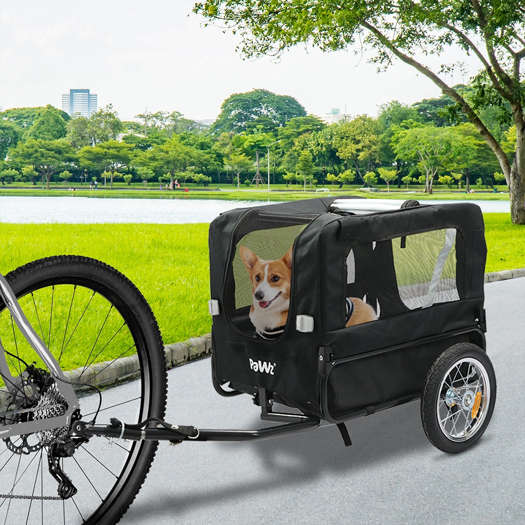 Buy Pawz Pet Bike Trailer Foldable Cycling Pet Stroller 2-IN-1 Outdoor Sunroof - MyDeal Australia