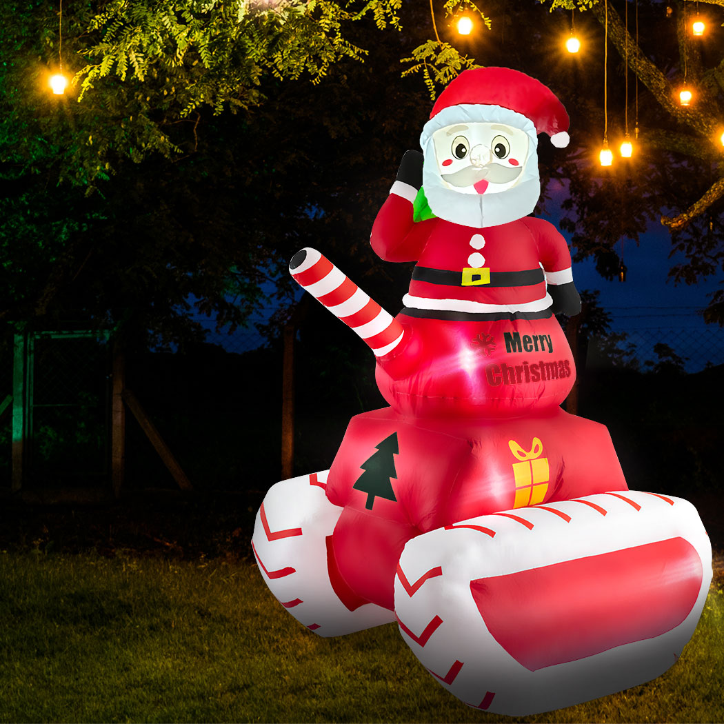 Buy Santaco Christmas Inflatable Santa Claus Tank 1.8M Xmas Decor LED ...