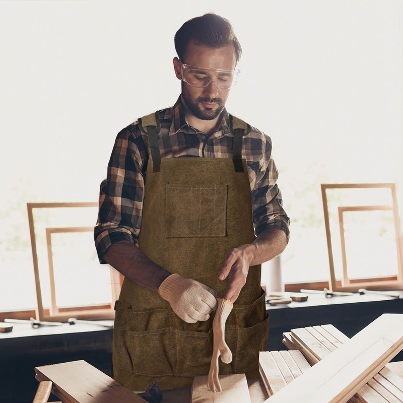 Buy Waxed Canvas Tool Apron Adjustable Workshop Chef Waterproof ...
