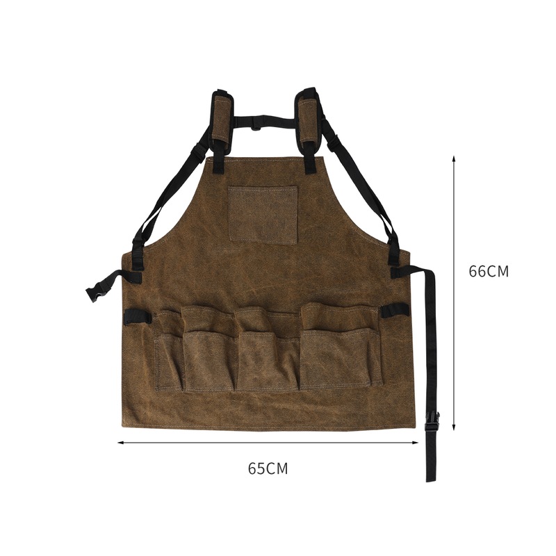 Buy Waxed Canvas Tool Apron Adjustable Workshop Chef Waterproof Woodworking Pockets - MyDeal