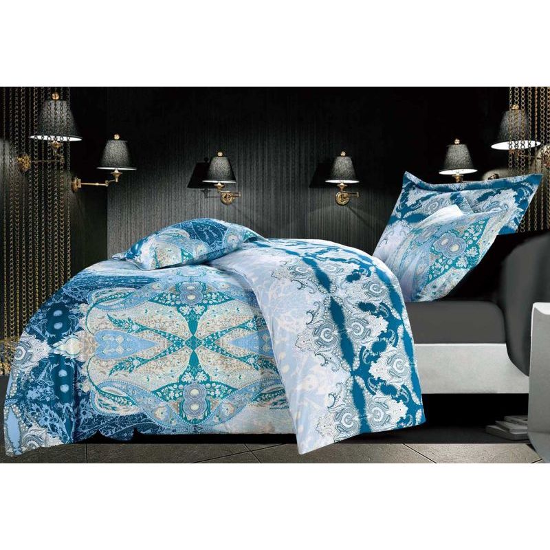 Buy Elva Queen Reversible Quilt Cover Set in Aqua Blue - MyDeal Australia