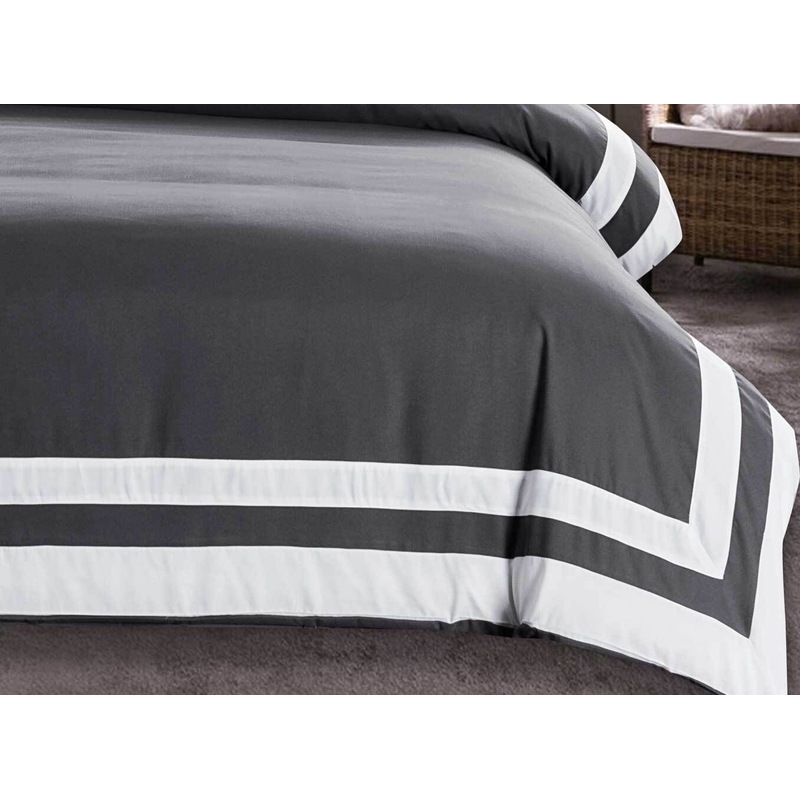Buy Hotel Style border Grey Quilt Cover Set ( Queen / King / Super King ...