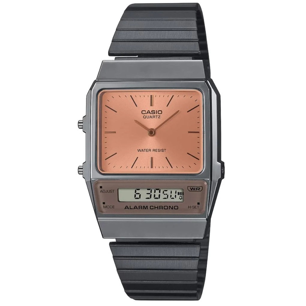 Buy Casio Silver/Orange Digital-Analog Dual Time Retro Style Unisex ...