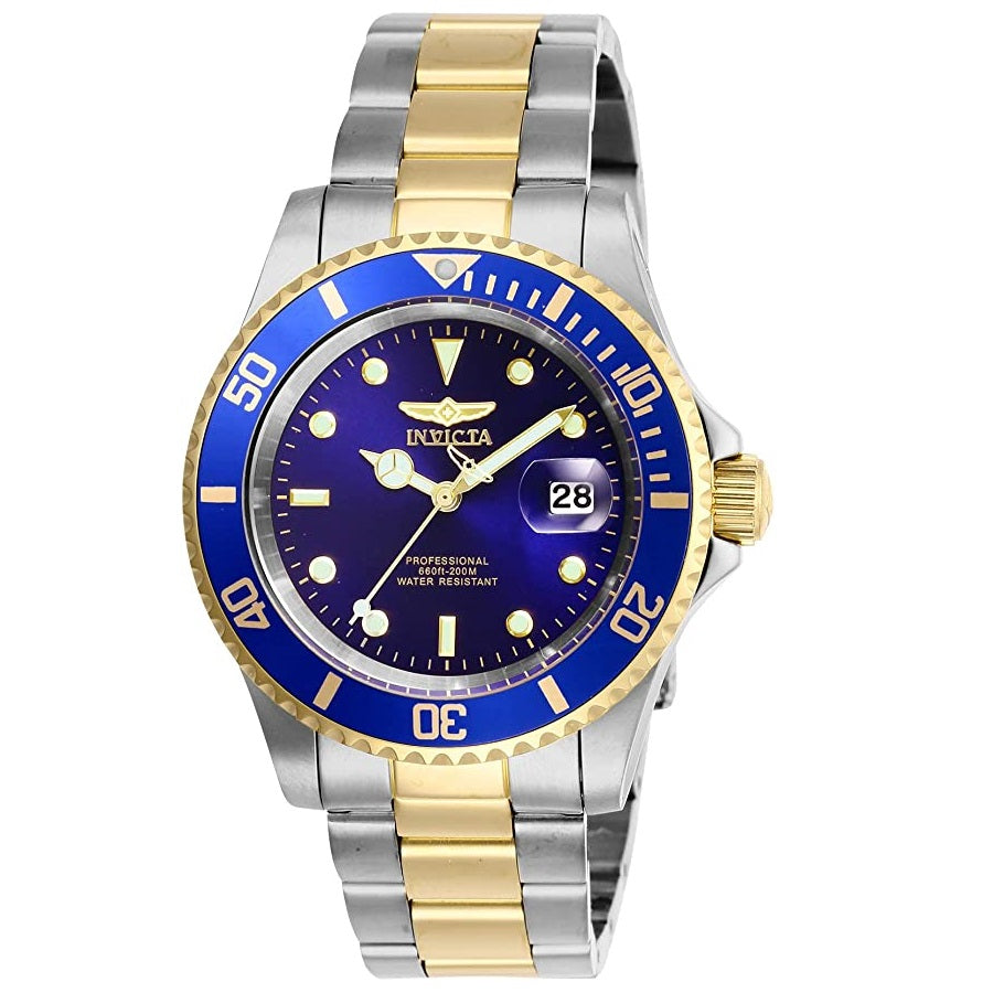 Buy Invicta Pro Diver Silver Gold Blue Men's 100m Stainless Steel ...