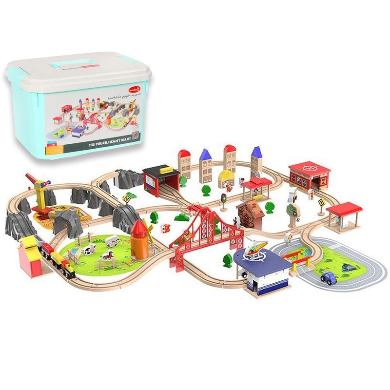 Buy 141pc Wooden Train Tracks Rail Children Pretend Play Set Toy Kids ...