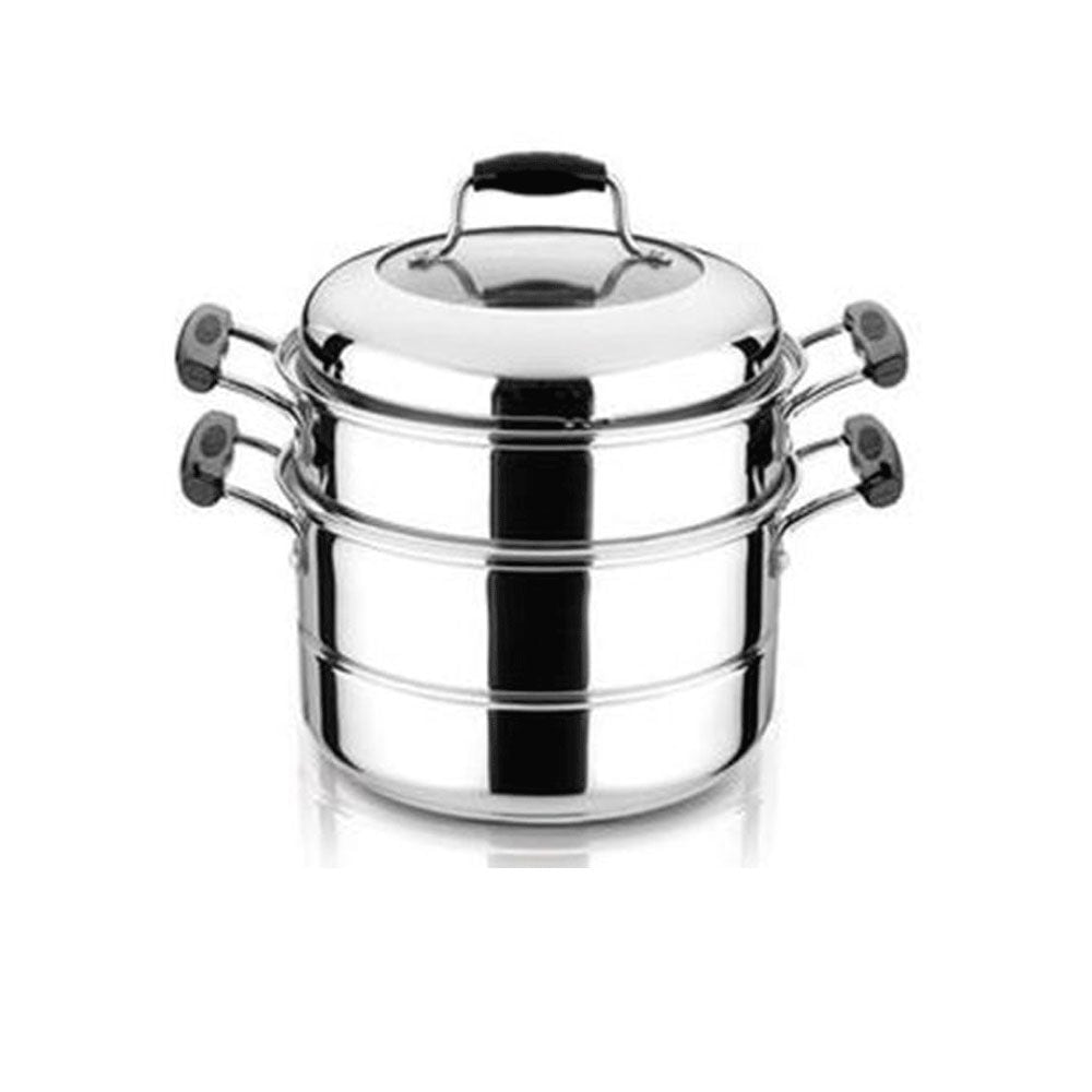 Buy 26cm Double Tier Stainless Steel Steamer Set - MyDeal Australia