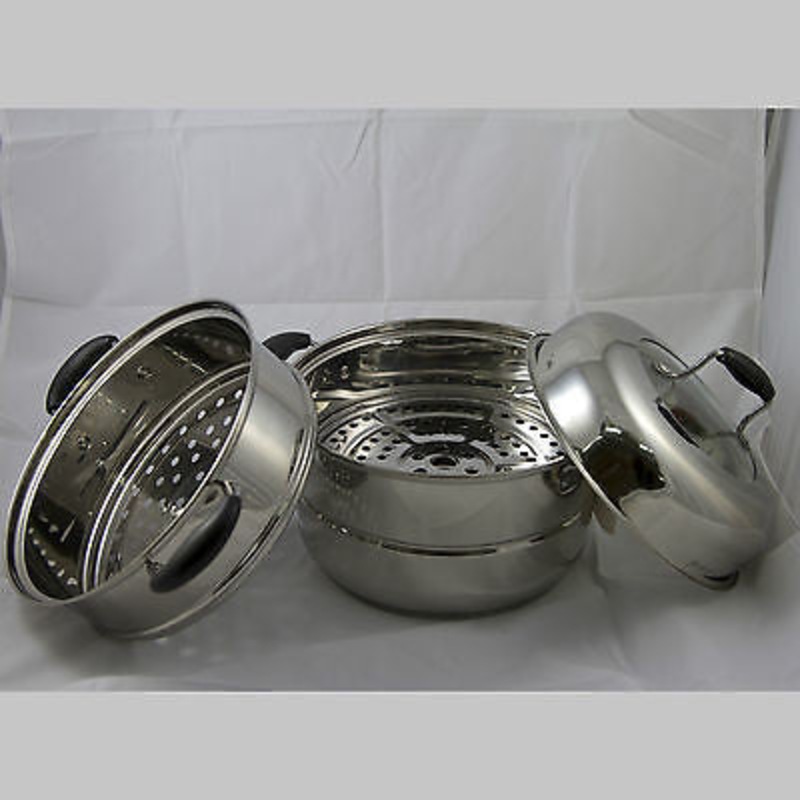 Buy 26cm Double Tier Stainless Steel Steamer Set - MyDeal