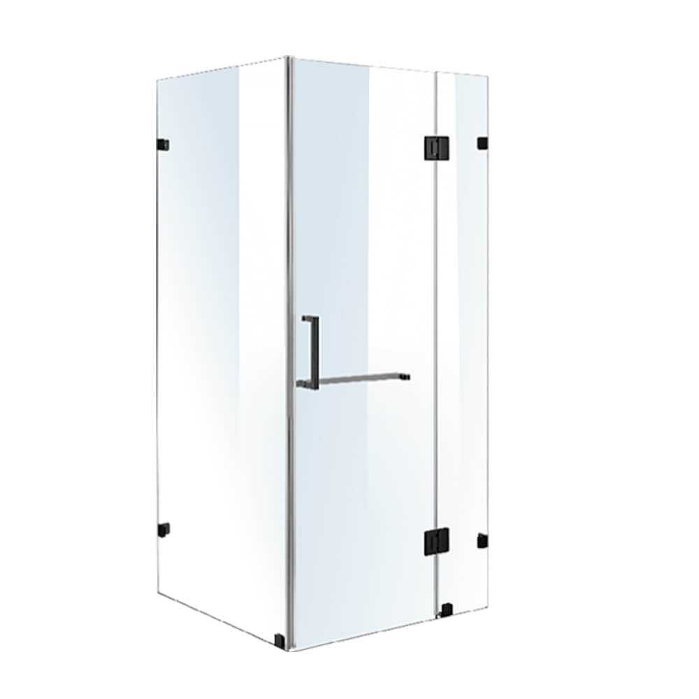 Buy DELLA FRANCESCA Frameless Shower Screen - Black Hinges - Square ...