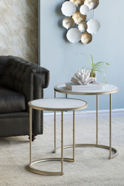 Buy Marble Crescent Side Table Set - MyDeal Australia