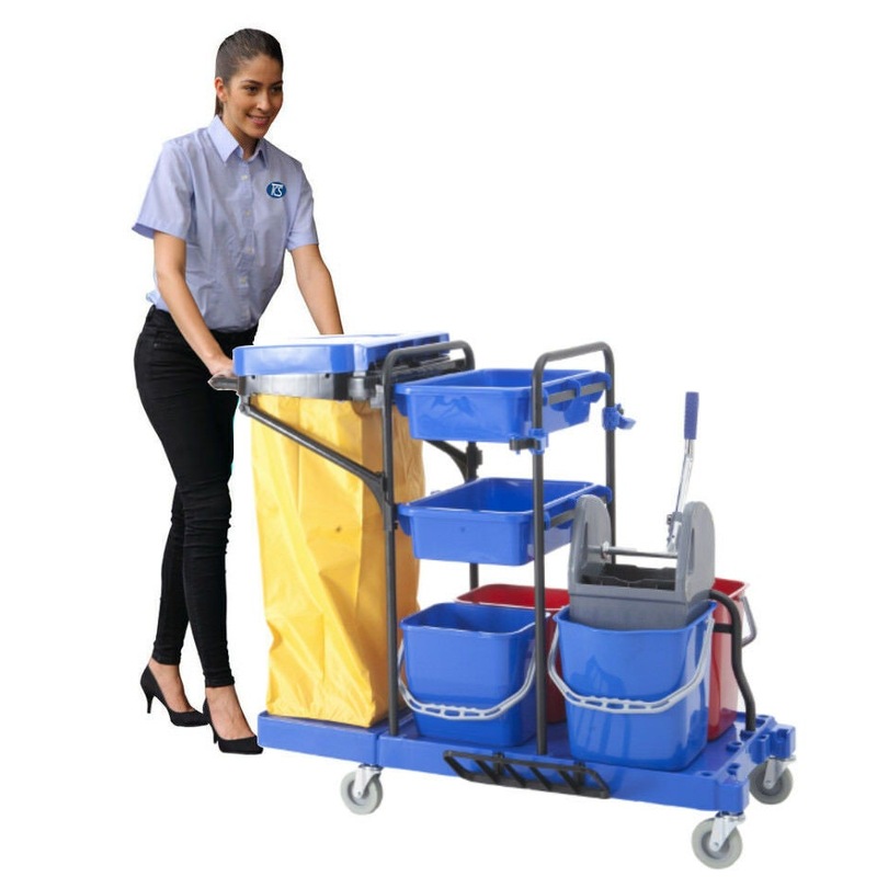 Buy TCS Multi-Functional Janitor Cleaning Trolley Cart w/ Twin Mop ...