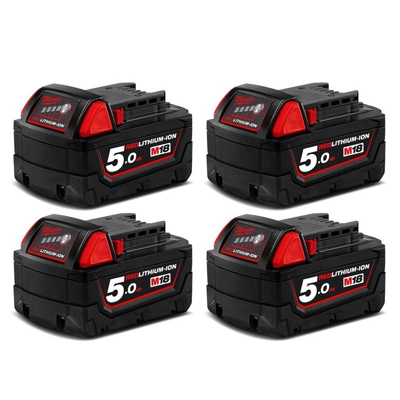 Buy BRAND NEW GENUINE MILWAUKEE M18 5.0AH BATTERIES X 4 M18B5 - MyDeal ...