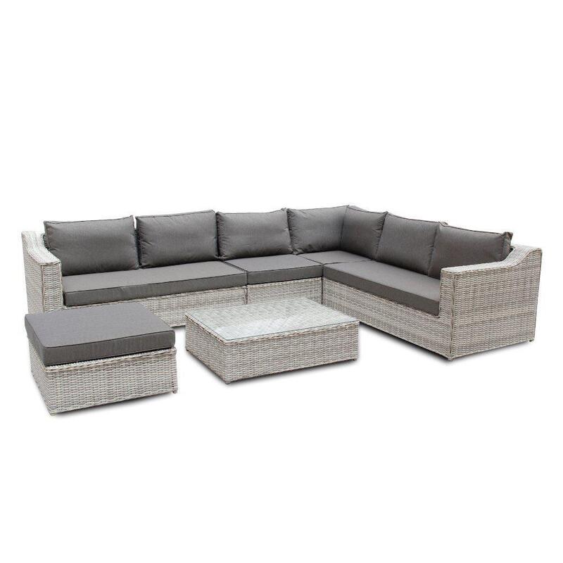 Buy Dubai 6-Piece Wicker Outdoor Modular Lounge Setting — Sandstone ...