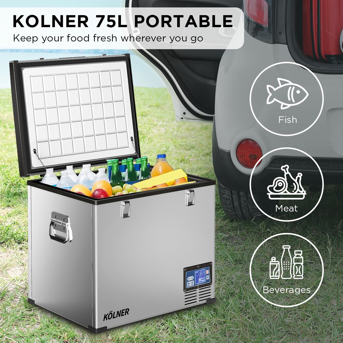 Buy Danoz Outdoors - Kolner 75L Portable Fridge Chest Freezer With Lcd ...