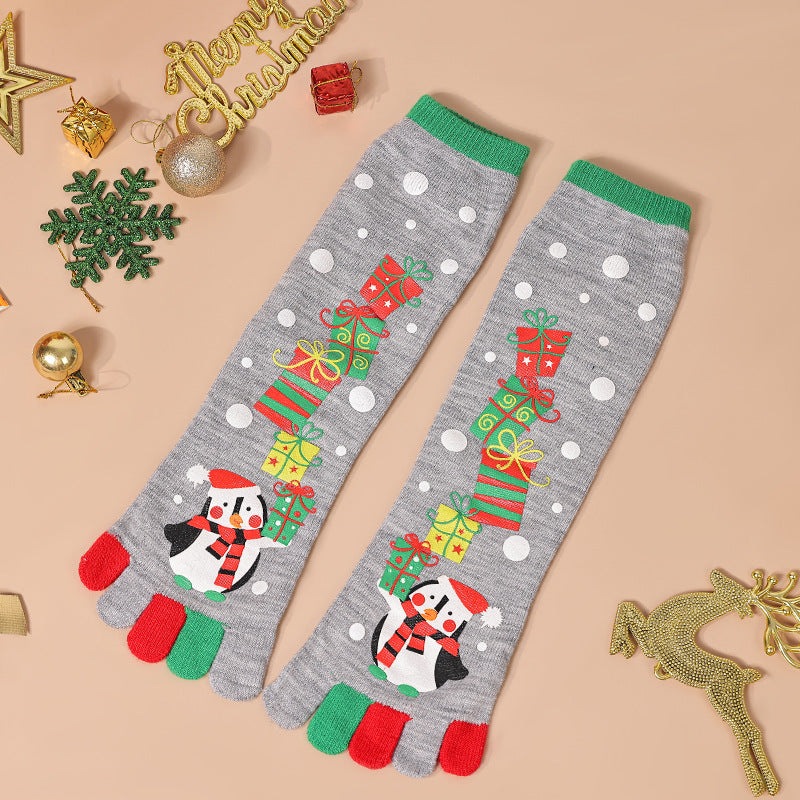 Buy Danoz Xmas Penguin Christmas tabi socks with gift tower design, women's cartoon stockings 5 ...