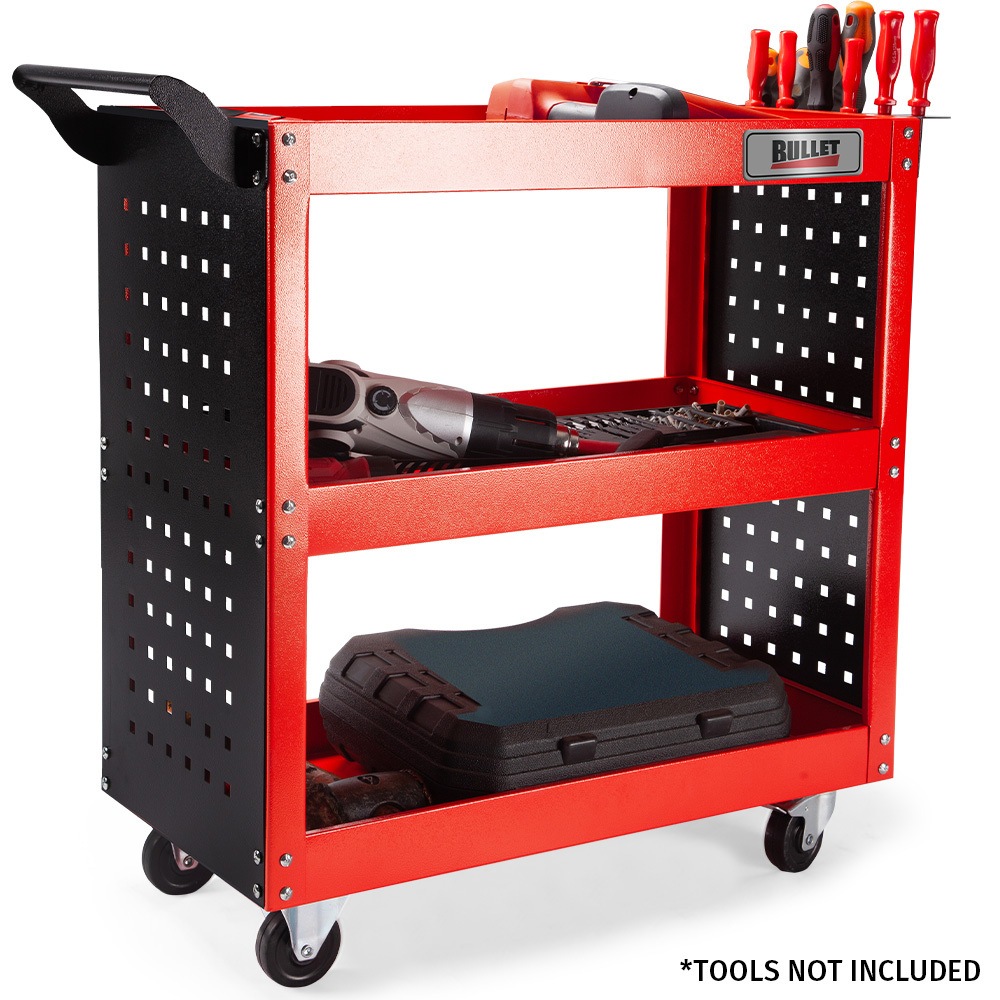 Buy BULLET 3-Tier Steel Tool Trolley Cart for Workshop, Mechanic, with ...