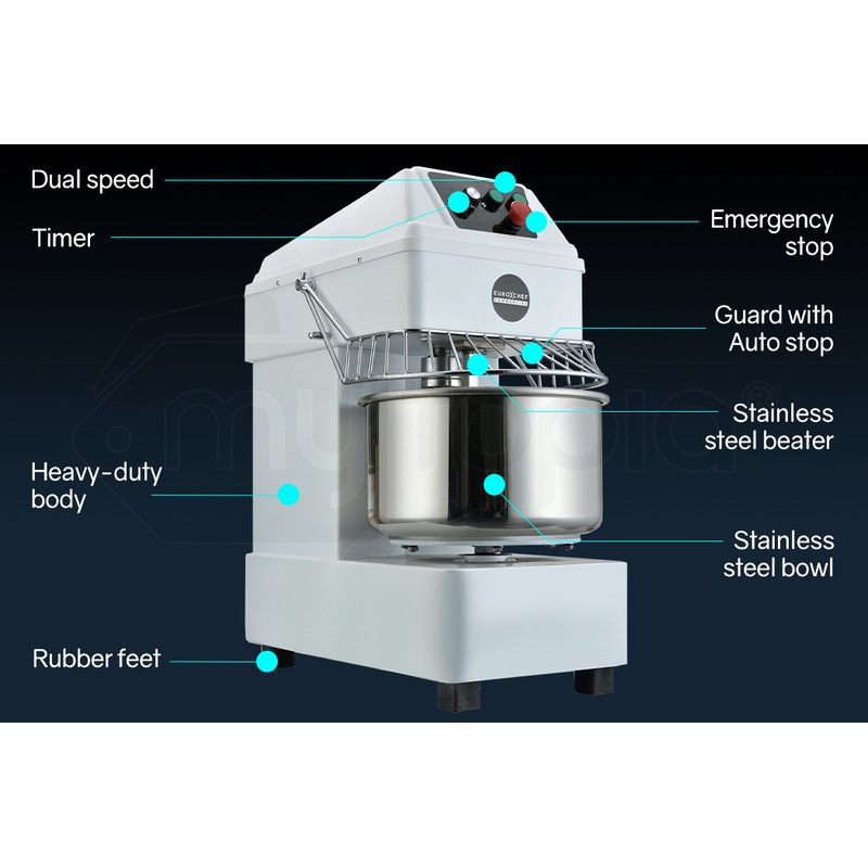 Buy EUROCHEF 30L Spiral Dough Mixer Commercial Machine Bakery Bread Kneader Litre Small - MyDeal