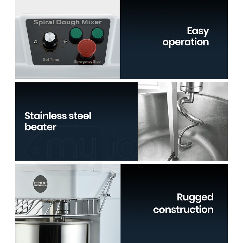 Buy EUROCHEF 30L Spiral Dough Mixer Commercial Machine Bakery Kneader Litre Small - MyDeal