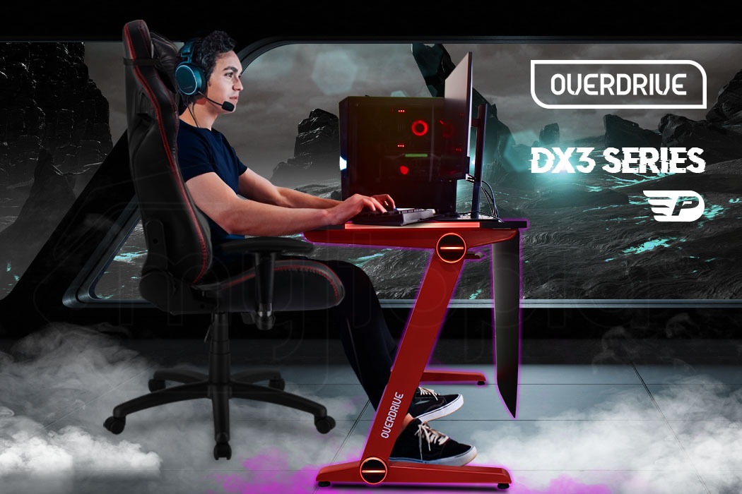 Buy OVERDRIVE Gaming Chair Desk Racing Seat Setup PC Black Combo Office Lighting LED MyDeal