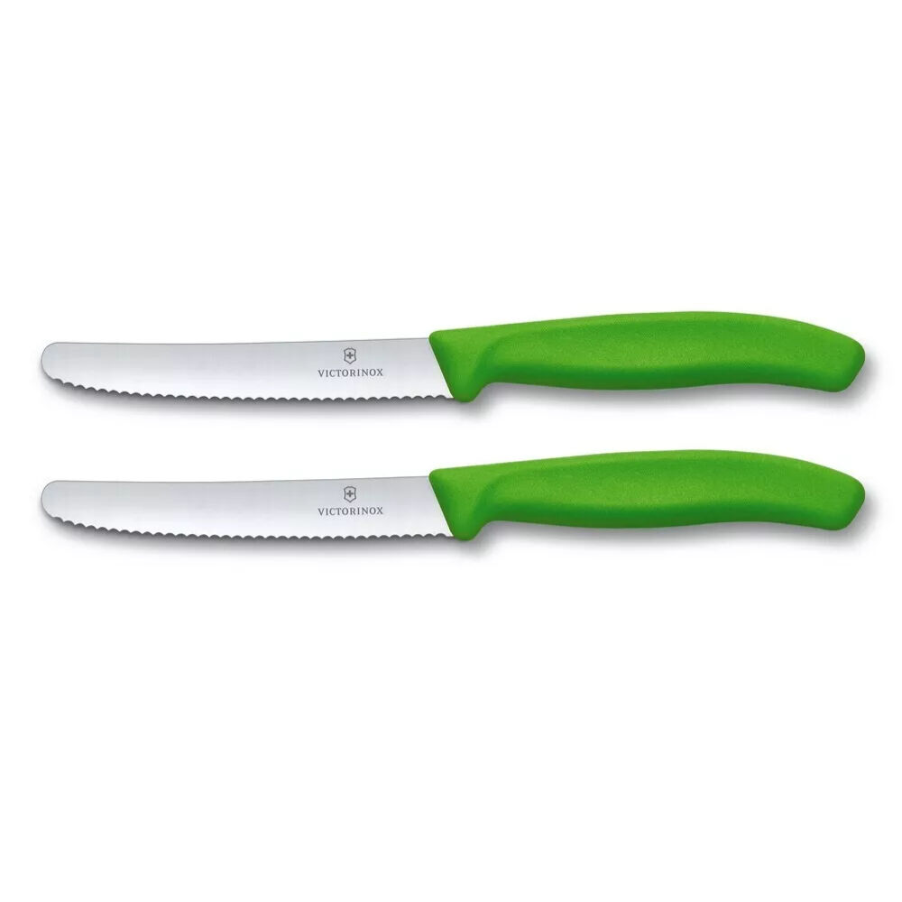 Buy Victorinox Steak & Tomato Knife Pistol Grip 11cm Green Set x 2 ...