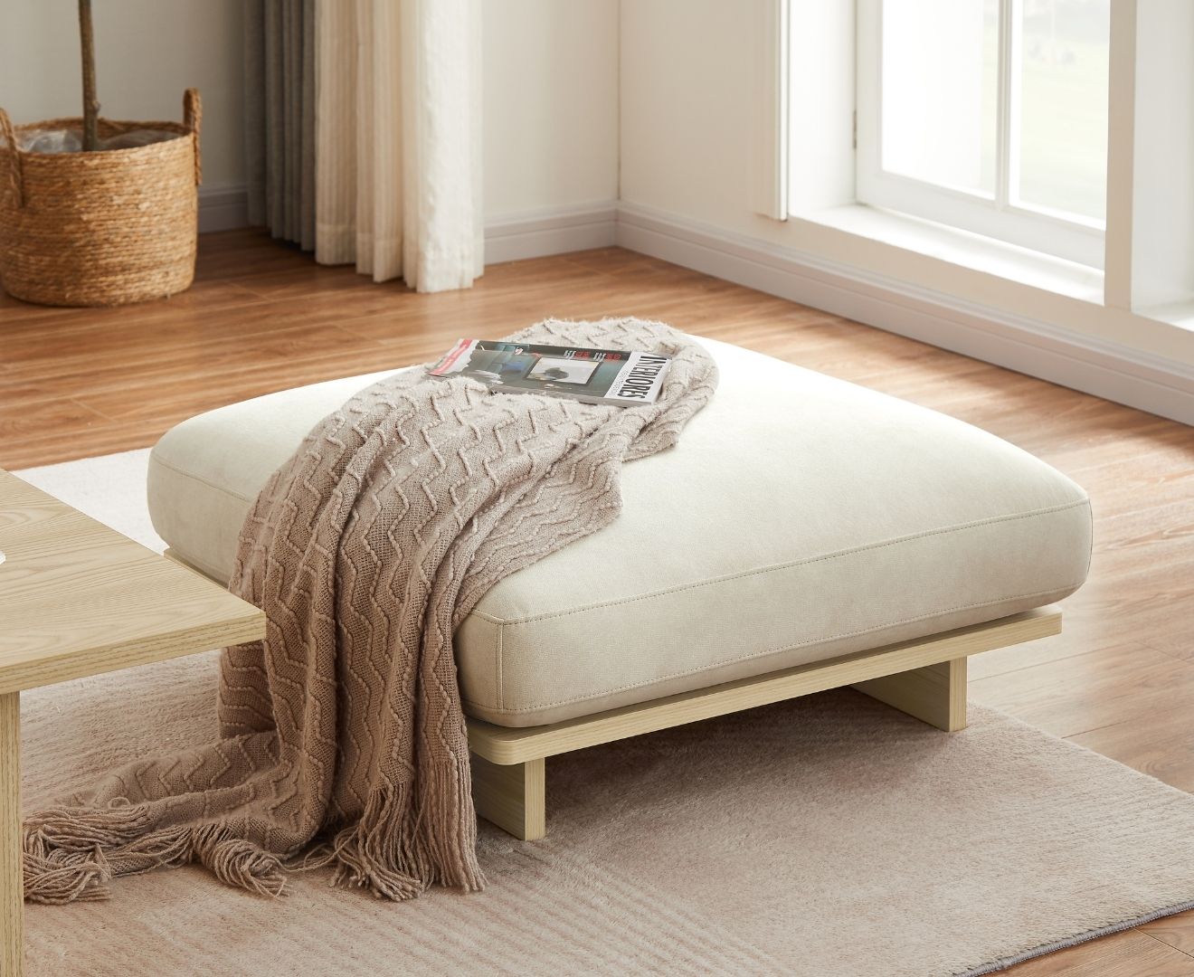 Buy Rumi Ivory Japanese style Ottoman - MyDeal Australia