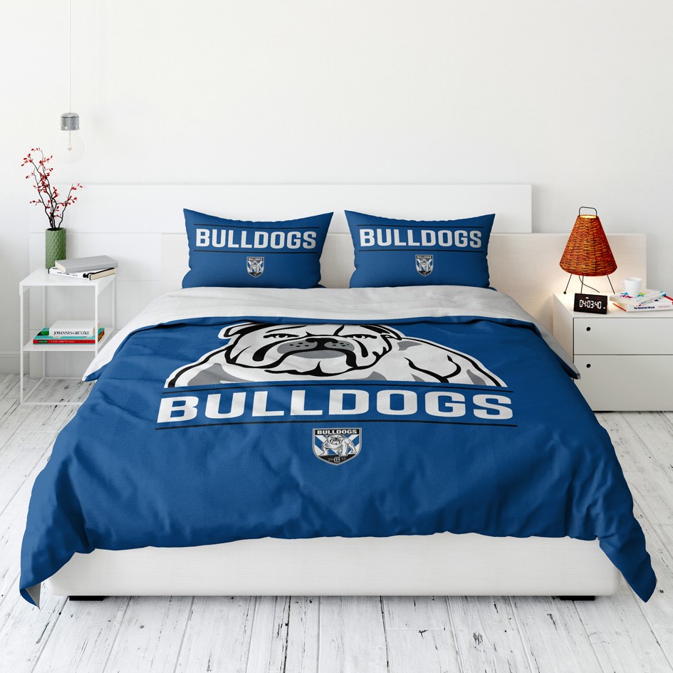 Buy Canterbury Bulldogs NRL Team Logo Queen Quilt Cover Set - MyDeal ...