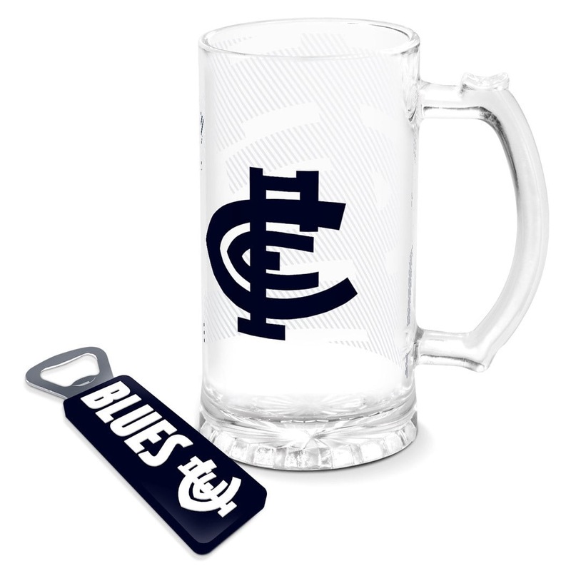 Buy Carlton Blues Afl Stein And Bottle Opener Pack Mydeal
