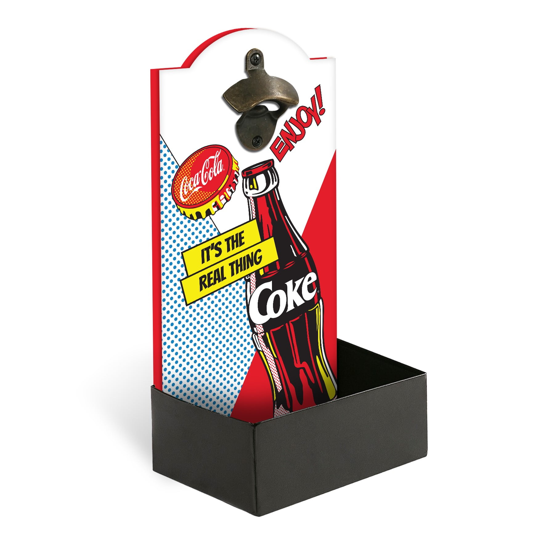 Buy Coke Coca Cola Wall Sign Stubby Bottle Opener with Catcher - MyDeal ...
