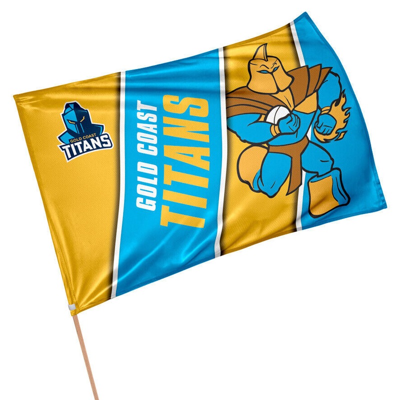 Buy Gold Coast Titans NRL Retro Mascot Design GAME DAY Pole Flag Banner ...